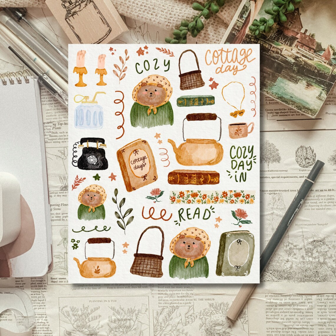 Cozy Autumn Sticker Sheet for Journals and Planners Deco Sticker Sheet ...