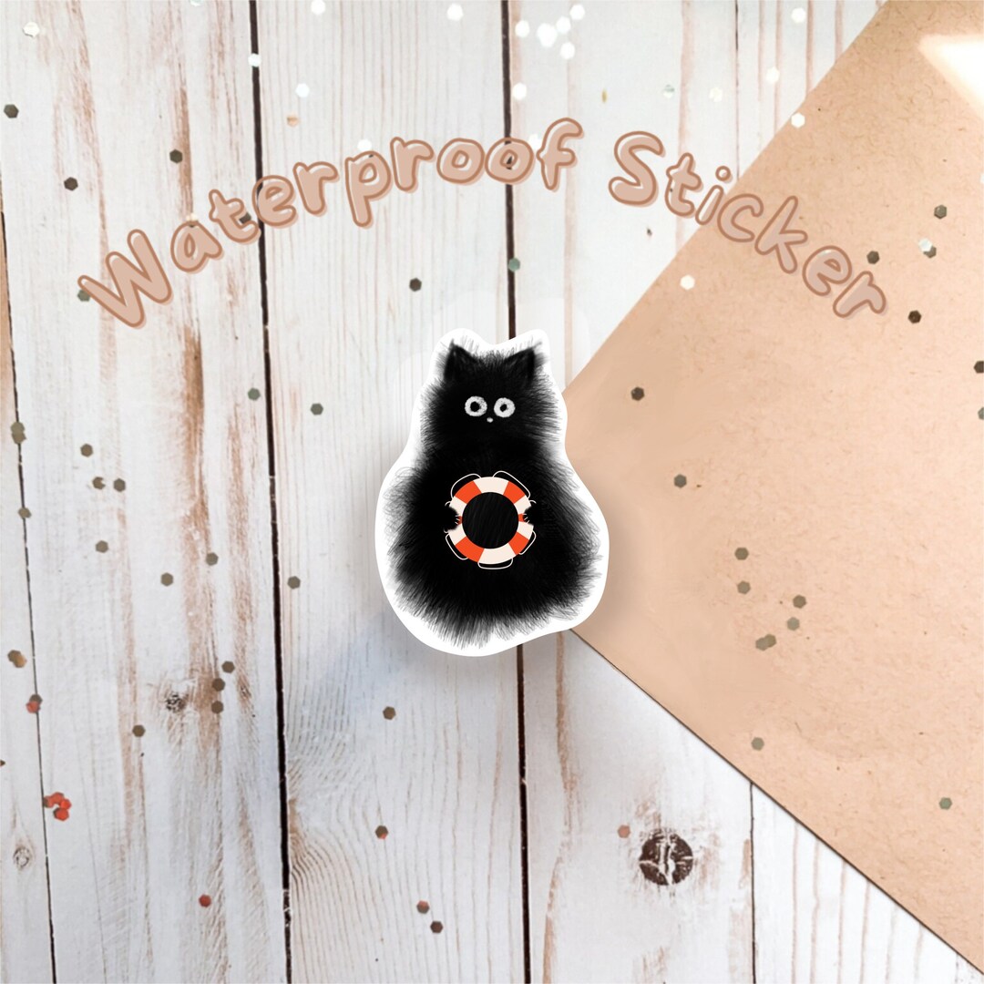 Summer Black Cat Vinyl Sticker for Laptop and Water Bottles, Black Cat ...