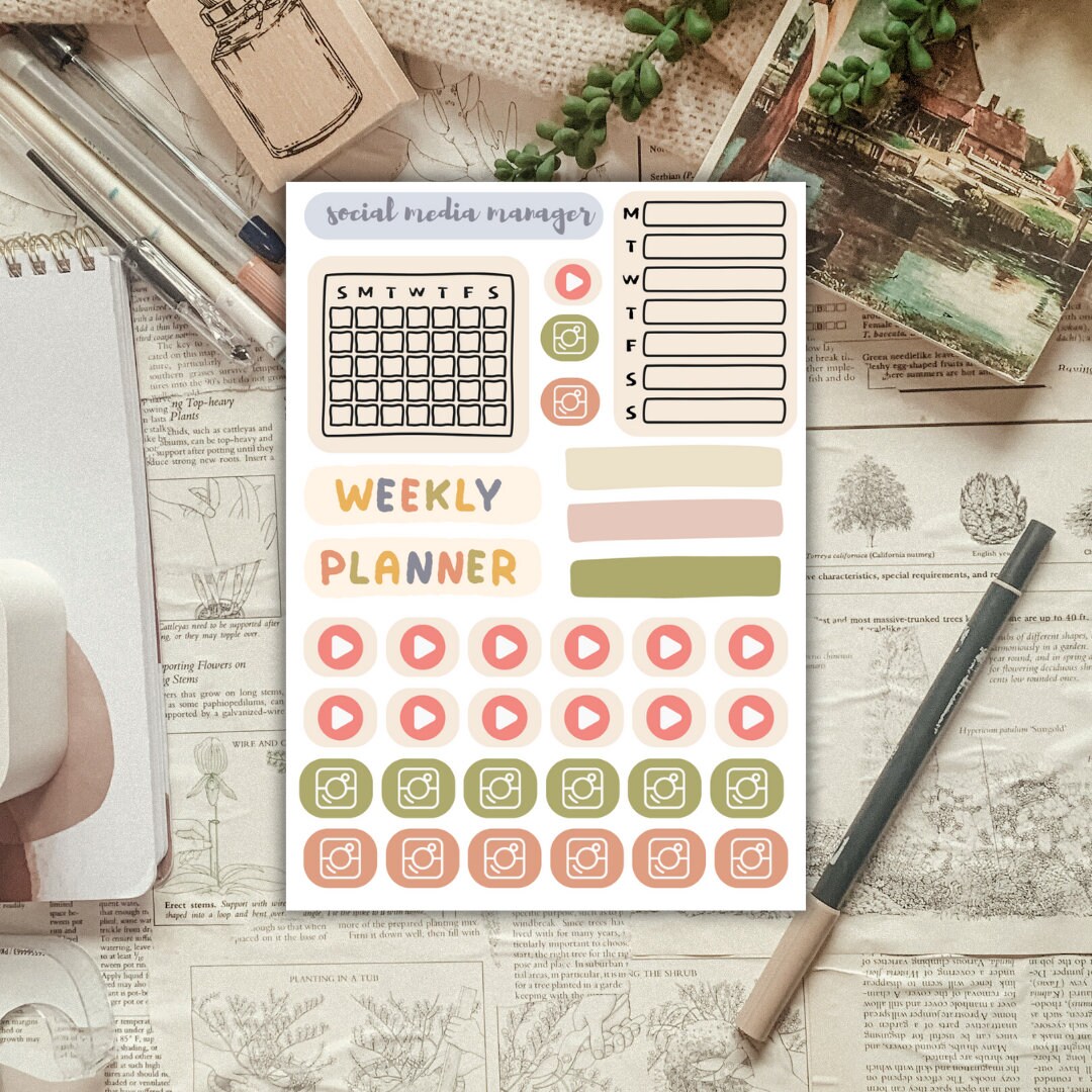 Social Media Tracker Sticker Sheet for Journals & Planner Deco Sticker ...