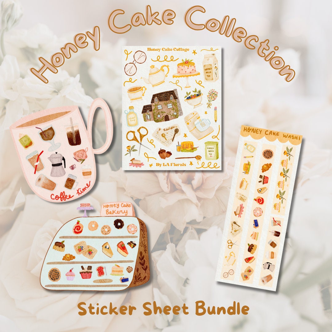 Set of Four Honey Cake Collection Sticker Sheets Aesthetic Sticker ...