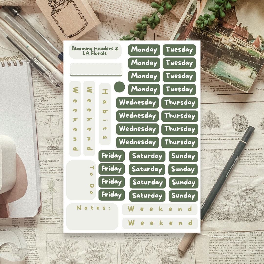 Header Stickers style 2 Aesthetic Sticker Sheet for Planners and ...
