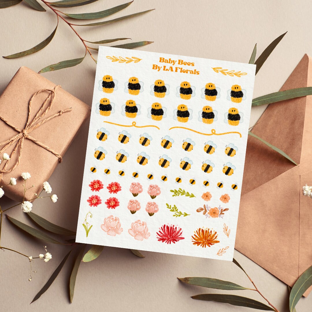 Baby Bees Aesthetic Sticker Sheet for Journals and Planners Sticker ...