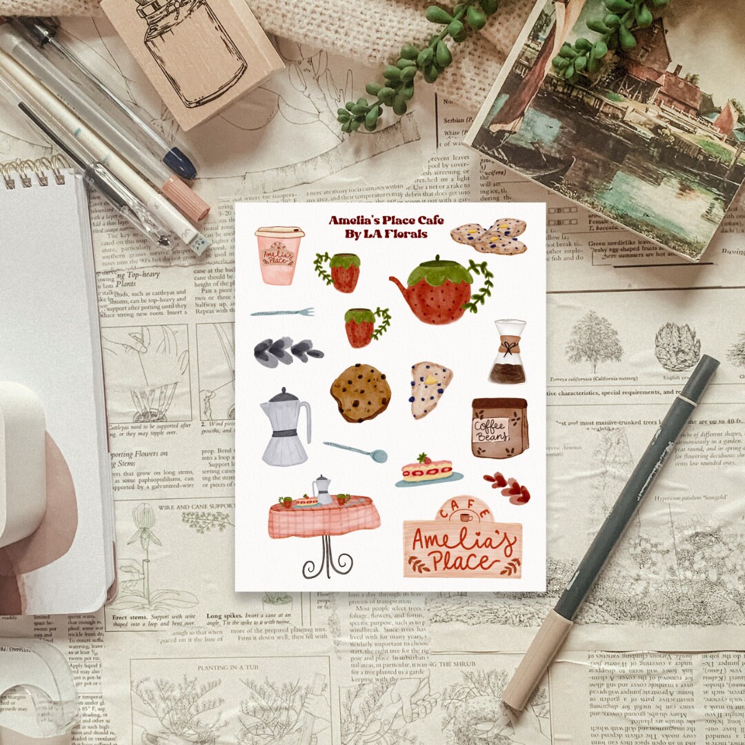 Sticker Sheet - Cottagecore Cafe Sticker Sheet for Journals and ...