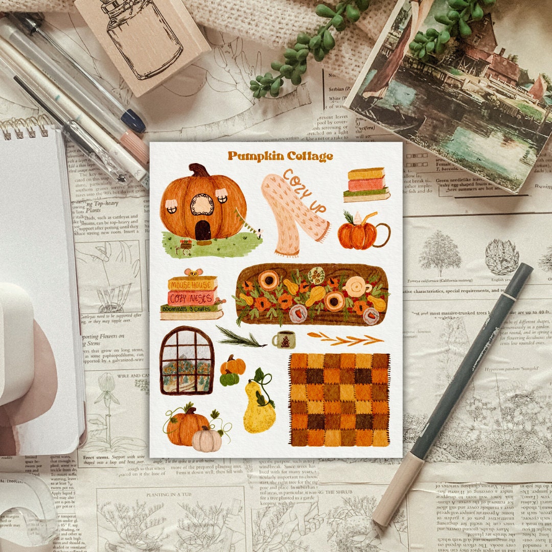 Cozy Autumn Cottagecore Aesthetic Sticker Sheet for Journals and ...
