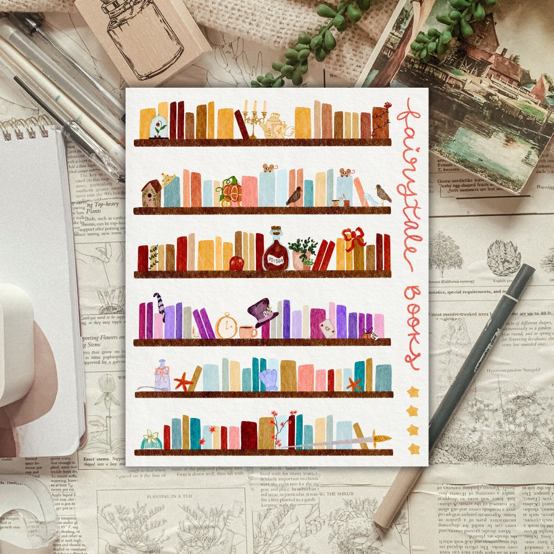 Fairytale Bookshelf Sticker Sheet for Journals and Planners Sticker ...