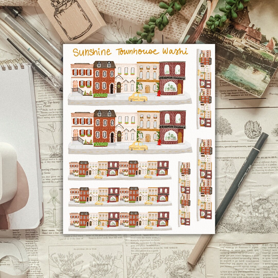 Summer Townhouse Washi Sticker Sheet for Journals and Planners Deco ...