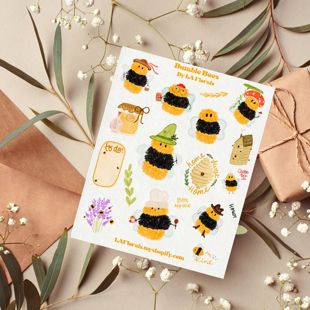 Bumble Bee Family Aesthetic Sticker Sheet for Journals and Planners ...