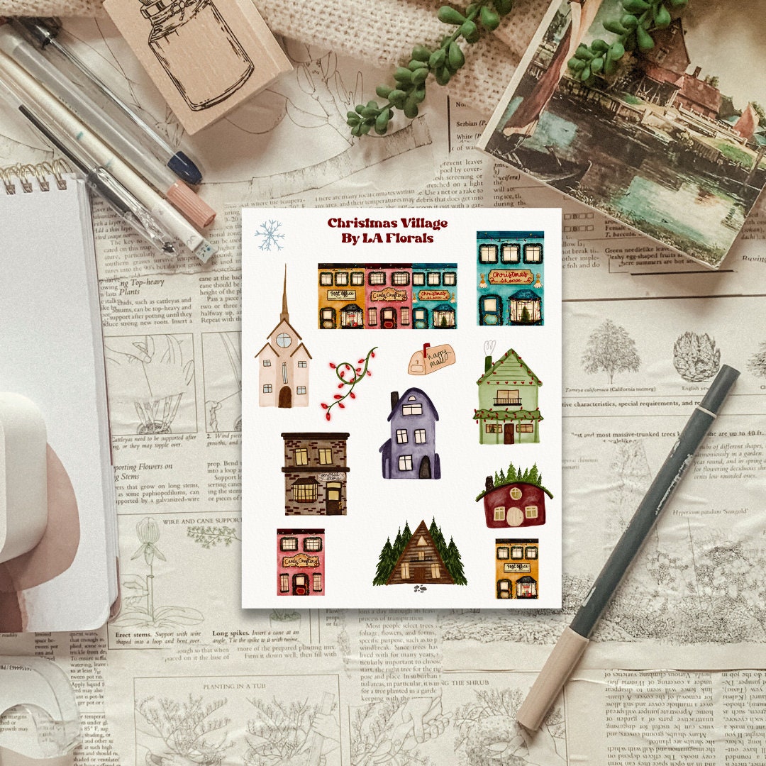 Sticker Sheet - Christmas Village Sticker Sheet for Journals and ...