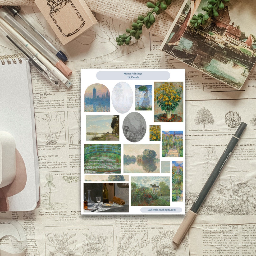 Sticker Sheet - Monet Classic Paintings Sticker Sheet for Journals and ...