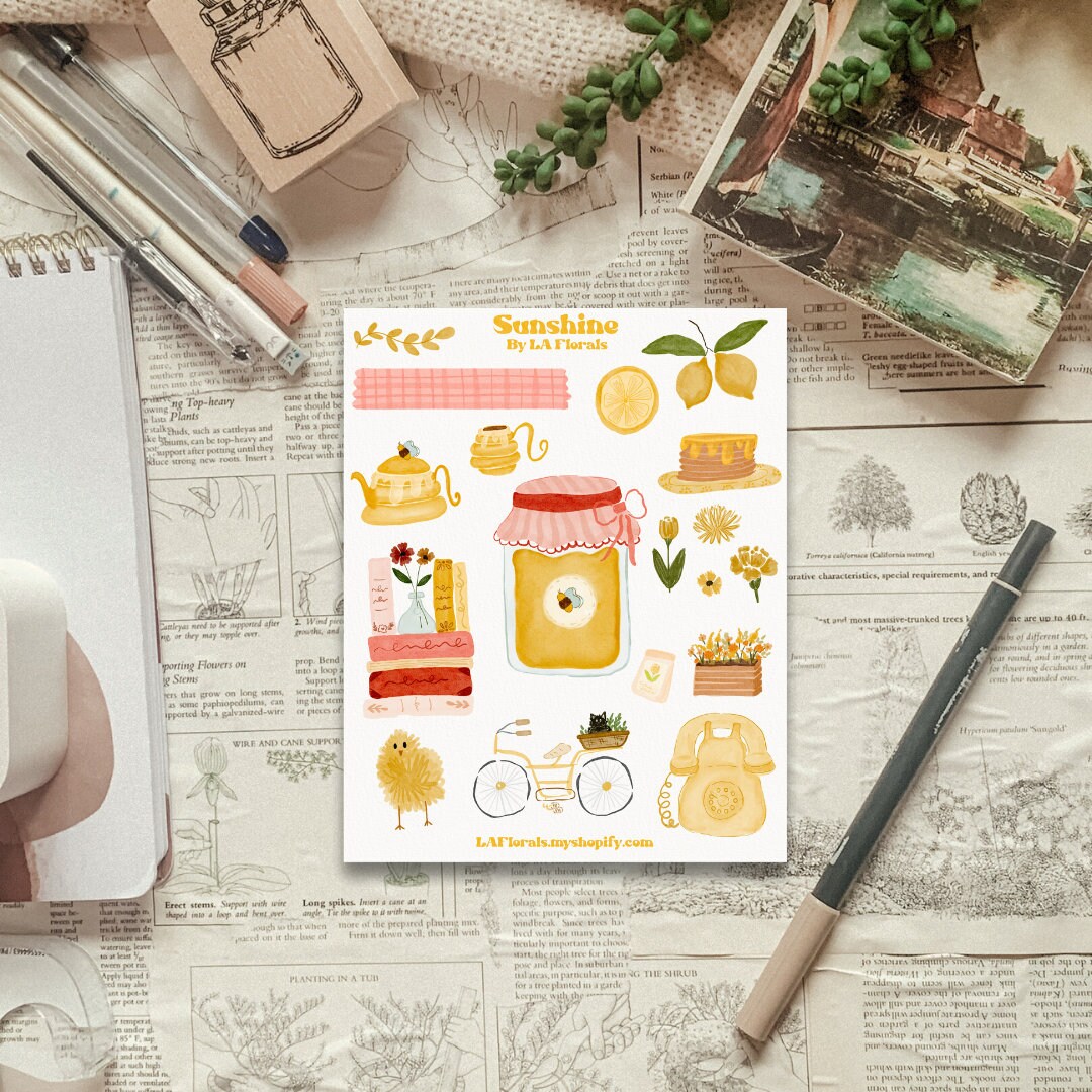 Sticker Sheet - Sunshine Yellow Sticker Sheet for Journals and Planners ...