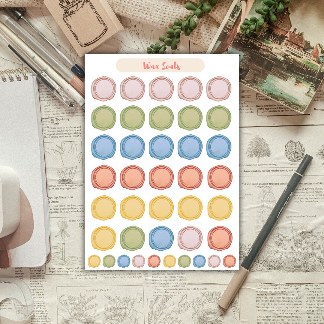 Pastel Wax Seals Sticker Sheet for Journals & Planner Deco Sticker ...