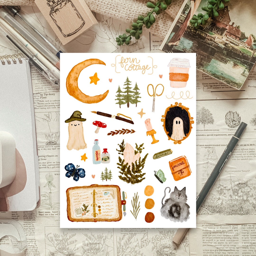 Fern Cottage Aesthetic Sticker Sheet for Planners and Journal ...