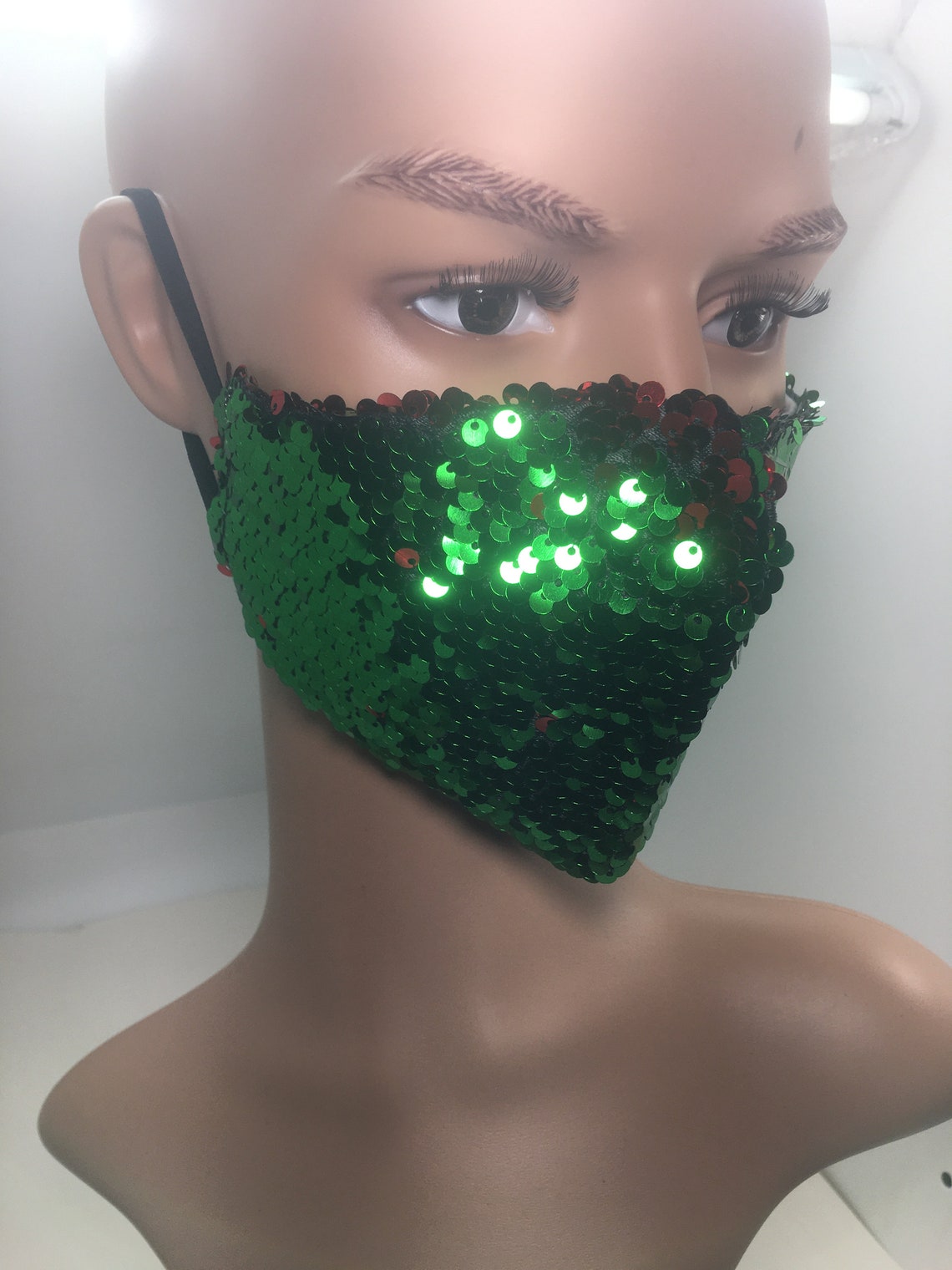 Emerald Green Sequin Face Mask Lightweight Reusable Fabric Etsy