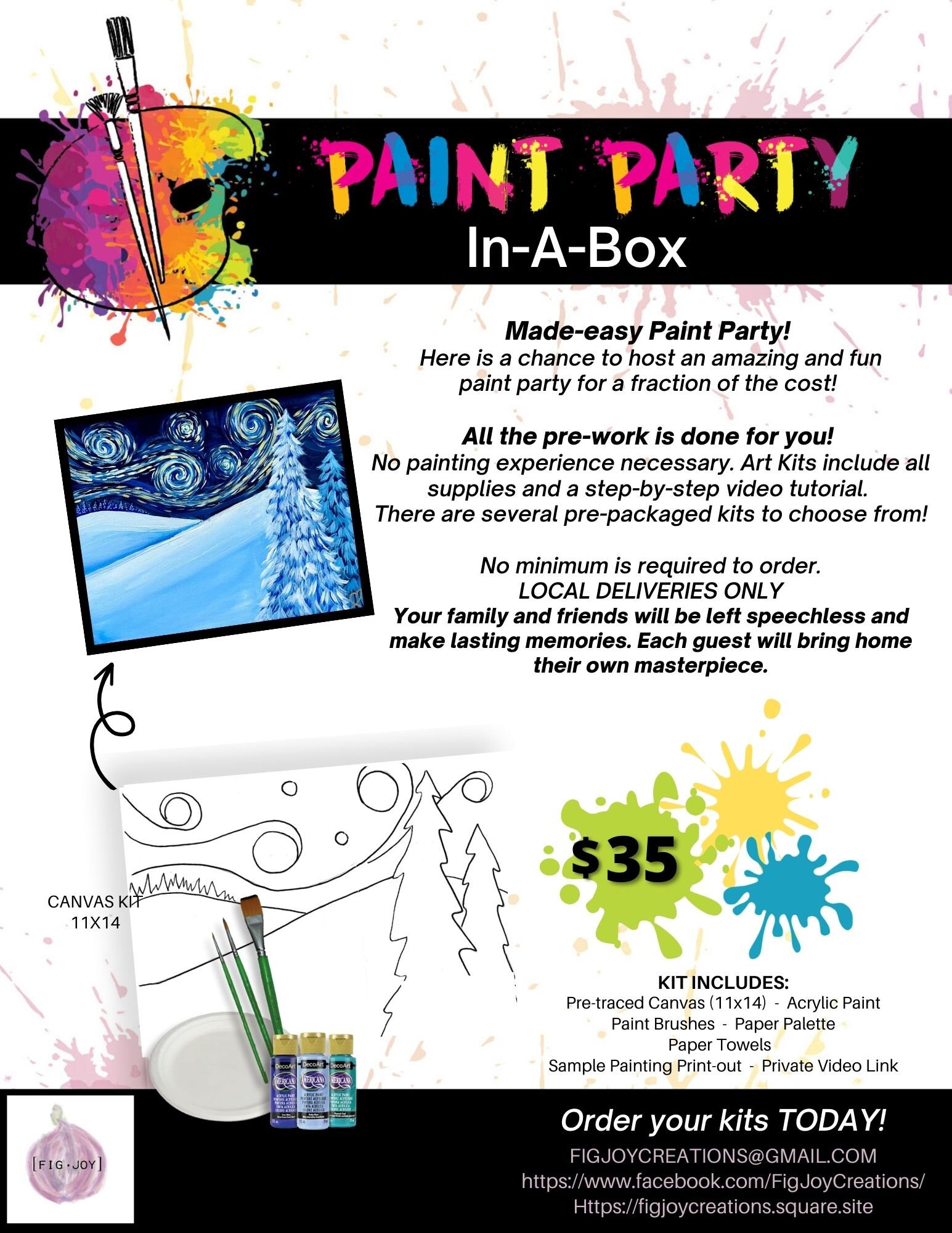 Paint Party in a Box: Starry Christmas Night - Etsy