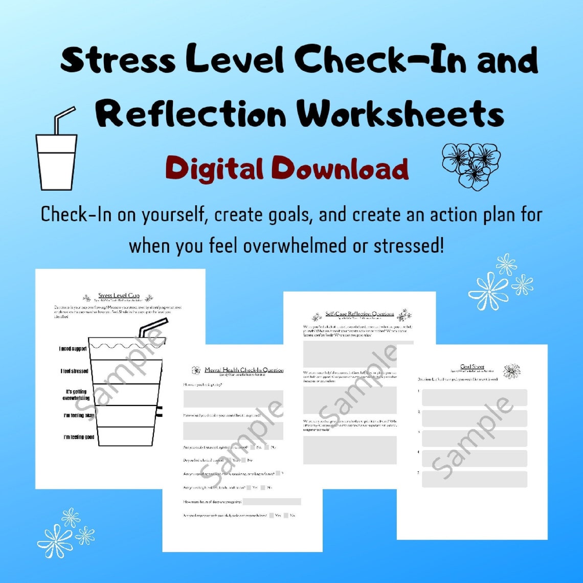 Stress Management/student Tools/printable Worksheet/reflection - Etsy