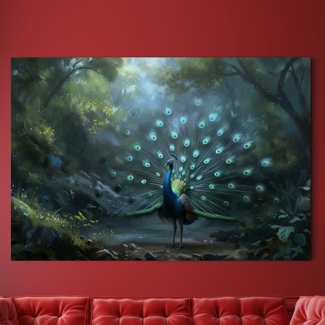 Peacock Artwork Peacock Feather Artwork Canvas Print Oil Painting Style ...