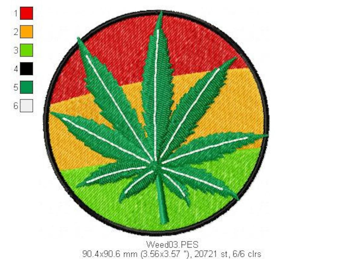 Cannabis Leaf Satin Stitch Design - Machine Embroidery Design ...