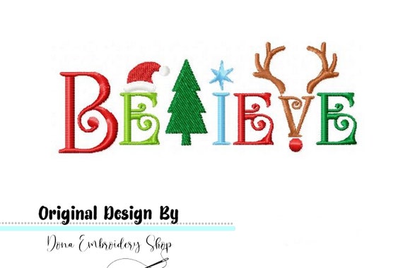 Believe Fill Stitch Machine Embroidery Design Embroidery | Etsy