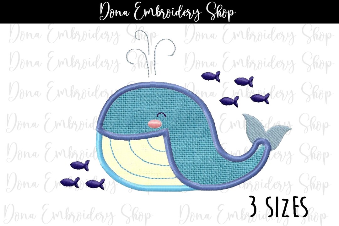 Cute Whale Applique Machine Embroidery Design, Embroidery Patterns ...