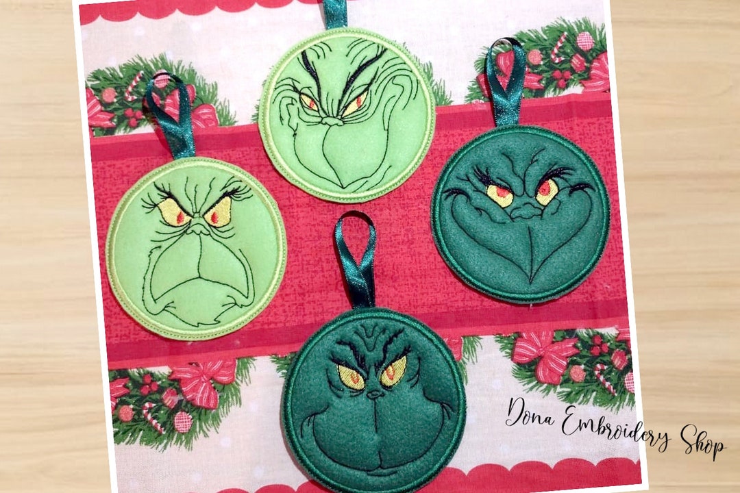 The Grinch Tree Ornaments ITH Machine Embroidery Design, Embroidery ...