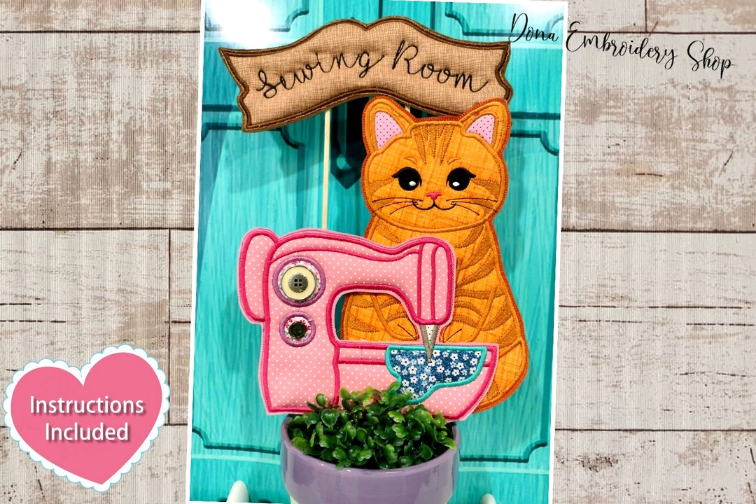 Sewing Machine Cat Ornament ITH Machine Embroidery Design, Embroidery ...
