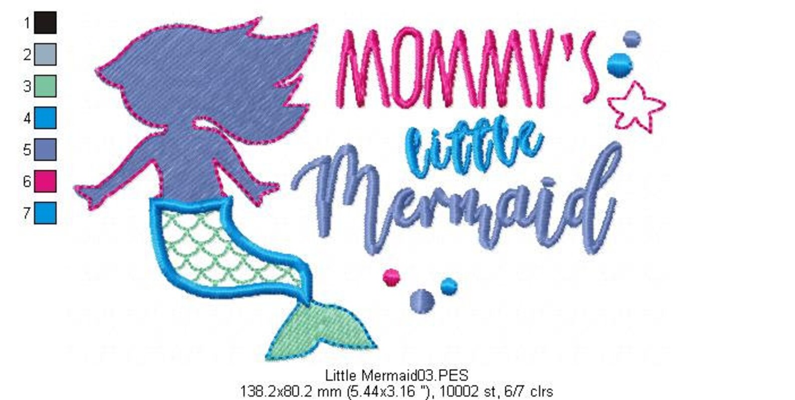 Mommy's Little Mermaid Applique Design - Machine Embroidery Design ...