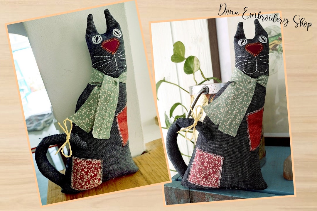 Black Cat Stuffie ITH Machine Embroidery Design Embroidery - Etsy