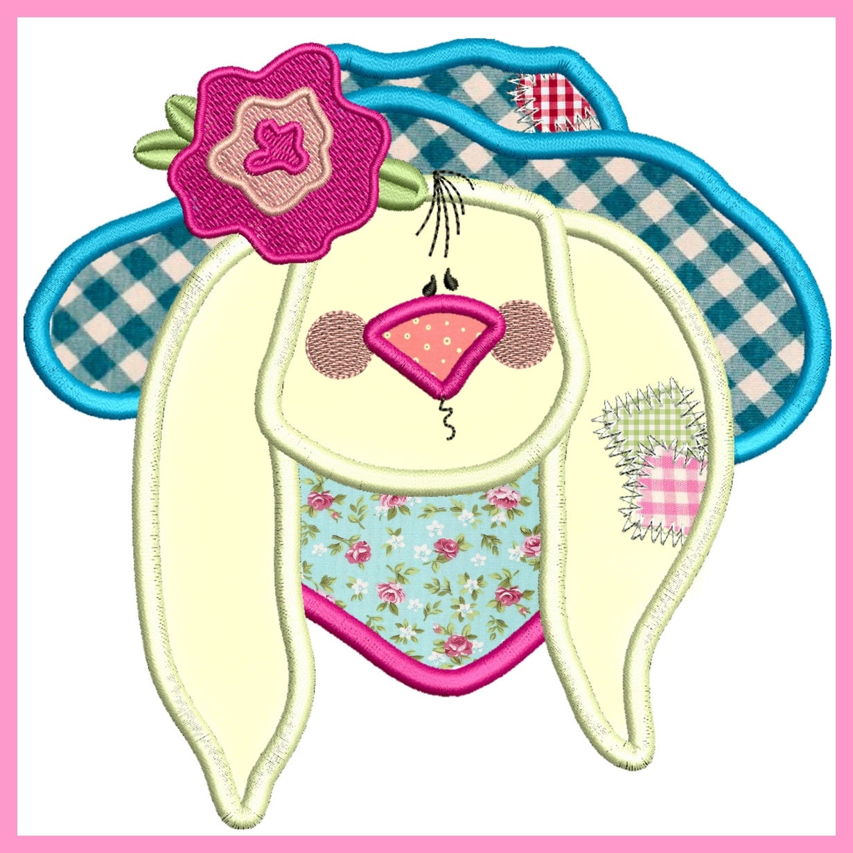 Bunny With Flower Hat Applique Machine Embroidery Design - Etsy