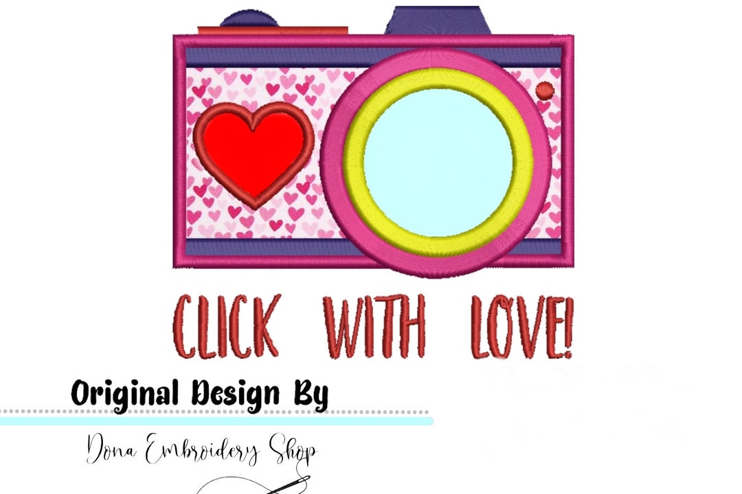 Valentinstag " Click with love " Maschinenstickdatei, Stickdatei ...