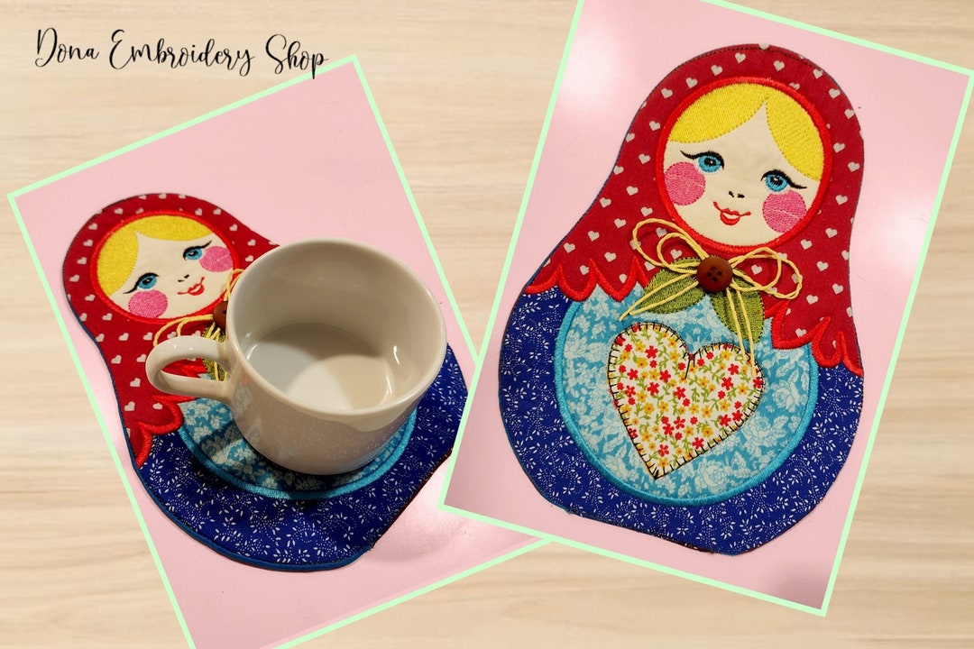 Matrioska Mug Rug ITH - Machine Embroidery Design, Embroidery Patterns ...