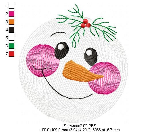 Snowman Faces Rippled - Machine Embroidery Design, Embroidery Patterns ...