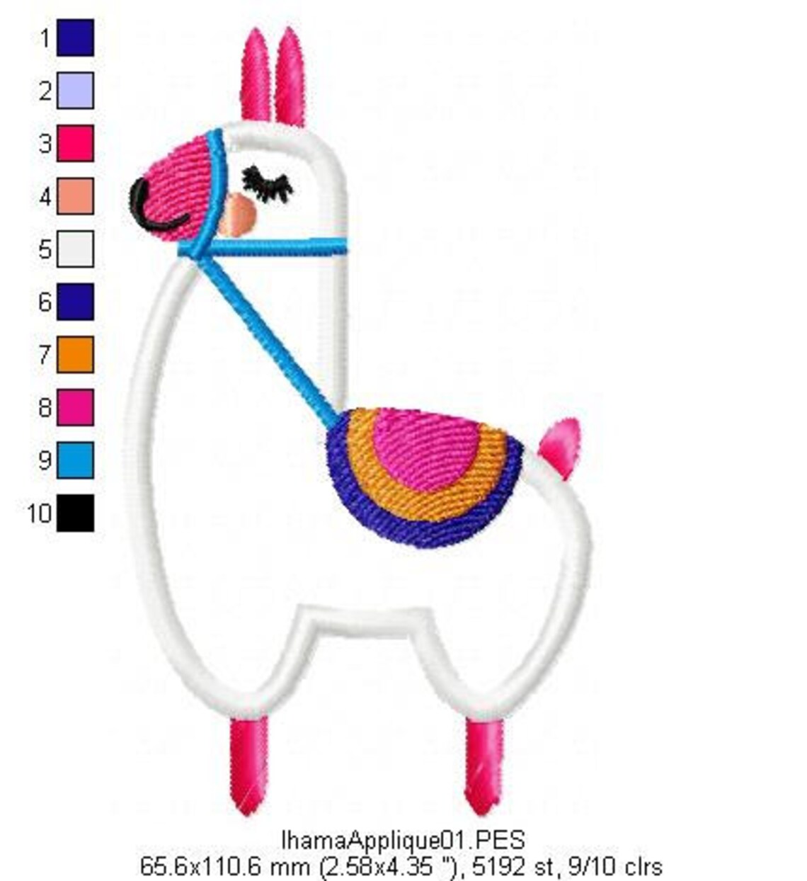 Cute Llama Applique Machine Embroidery Design Embroidery - Etsy