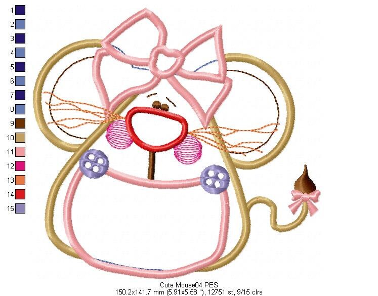 Cute Mouse Applique Machine Embroidery Design Embroidery | Etsy