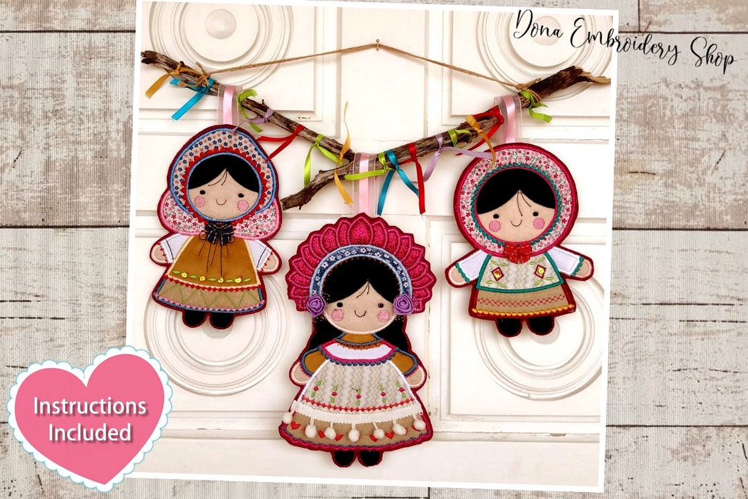 Folk Spring Dolls Ornaments ITH - Machine Embroidery Design, Embroidery ...