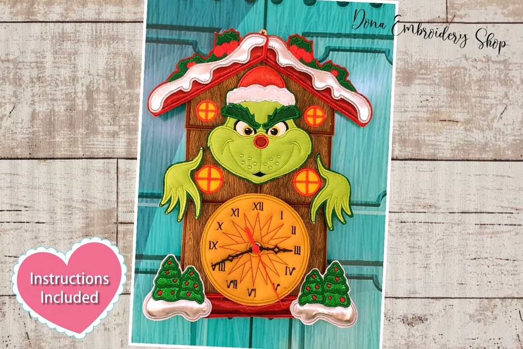 The Grinch Clock ITH Machine Embroidery Design, Embroidery Files ...