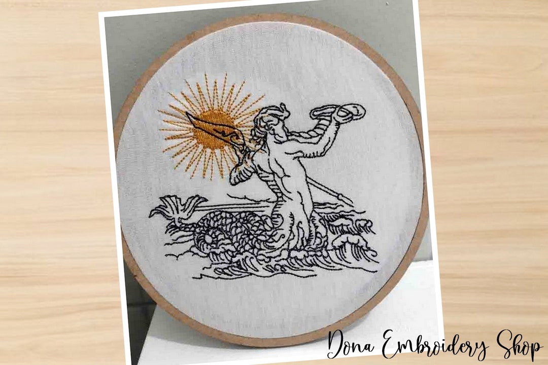 Mystic Vintage Merman Fill Stitch - Machine Embroidery Design ...
