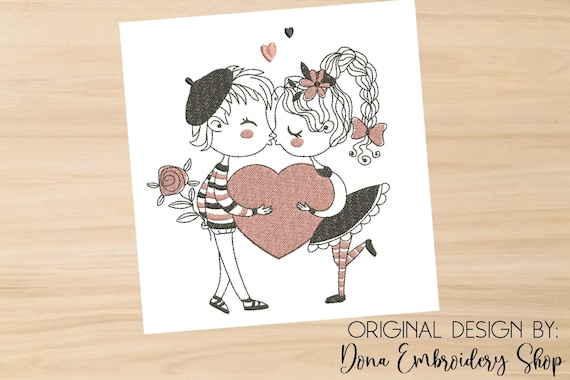Lover Couple Embroidery Design Machine Embroidery Design | Etsy
