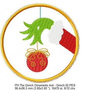 The Grinch Tree Ornaments ITH Machine Embroidery Design, Embroidery ...