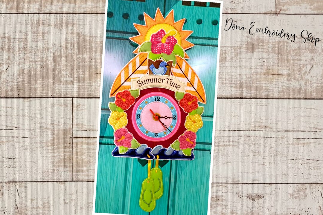 Cuckoo Clock Summer Time ITH Machine Embroidery Design, Embroidery ...