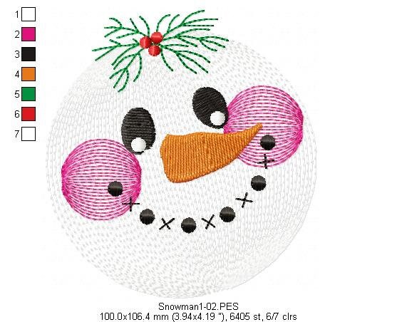 Snowman Faces Rippled - Machine Embroidery Design, Embroidery Patterns ...