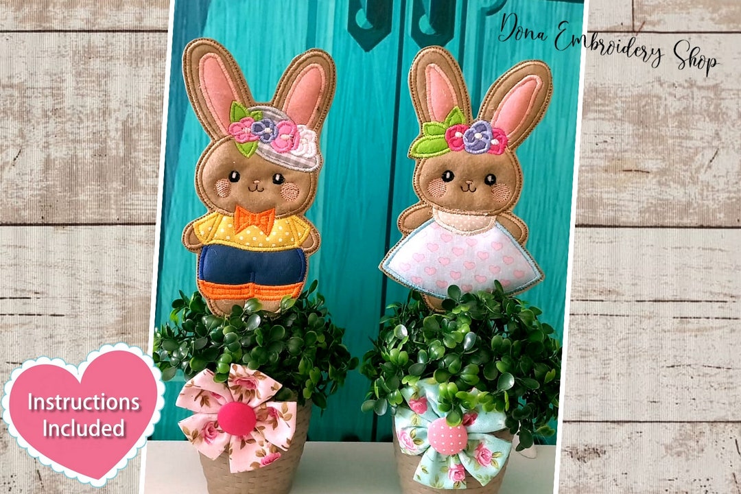 Country Bunnies Ornaments Pack ITH - Machine Embroidery Design ...