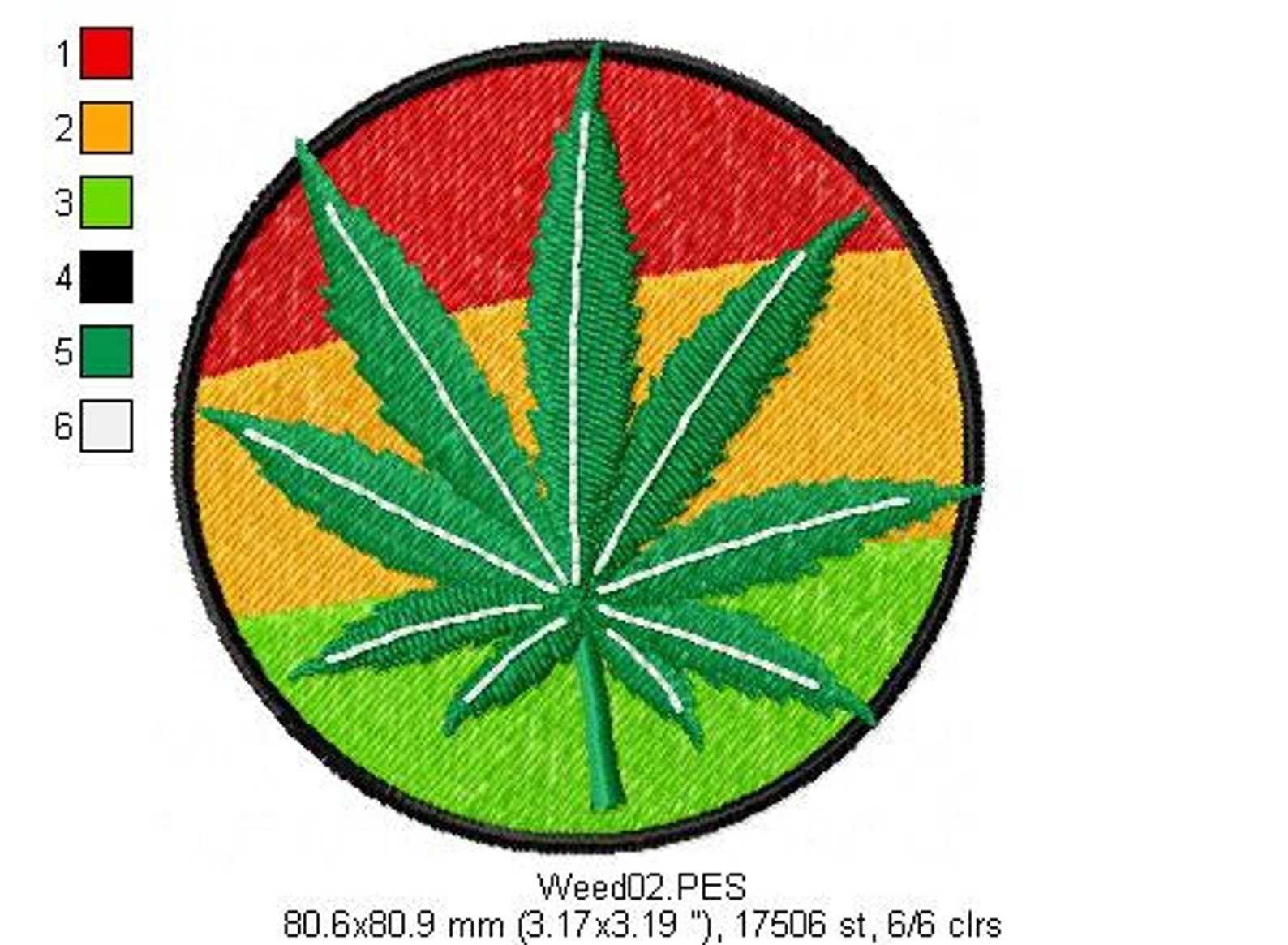 Cannabis Leaf Satin Stitch Design - Machine Embroidery Design ...