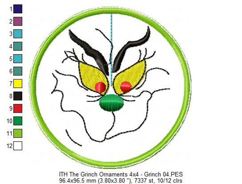 The Grinch Tree Ornaments ITH Machine Embroidery Design, Embroidery ...