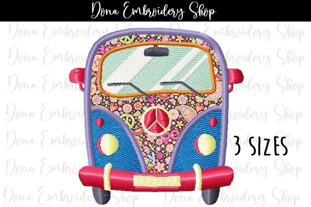 Hippie Kombi Applique - Machine Embroidery Design, Embroidery Patterns ...