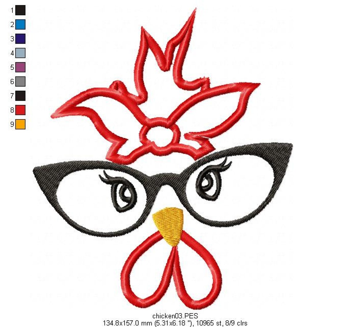 Lady Chicken Applique - Machine Embroidery Design, Embroidery Patterns ...