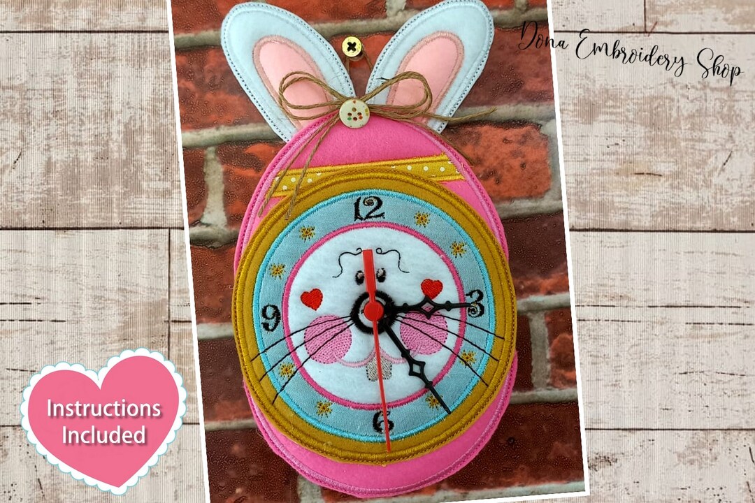 Bunny Clock ITH - Machine Embroidery Design, Embroidery Patterns ...