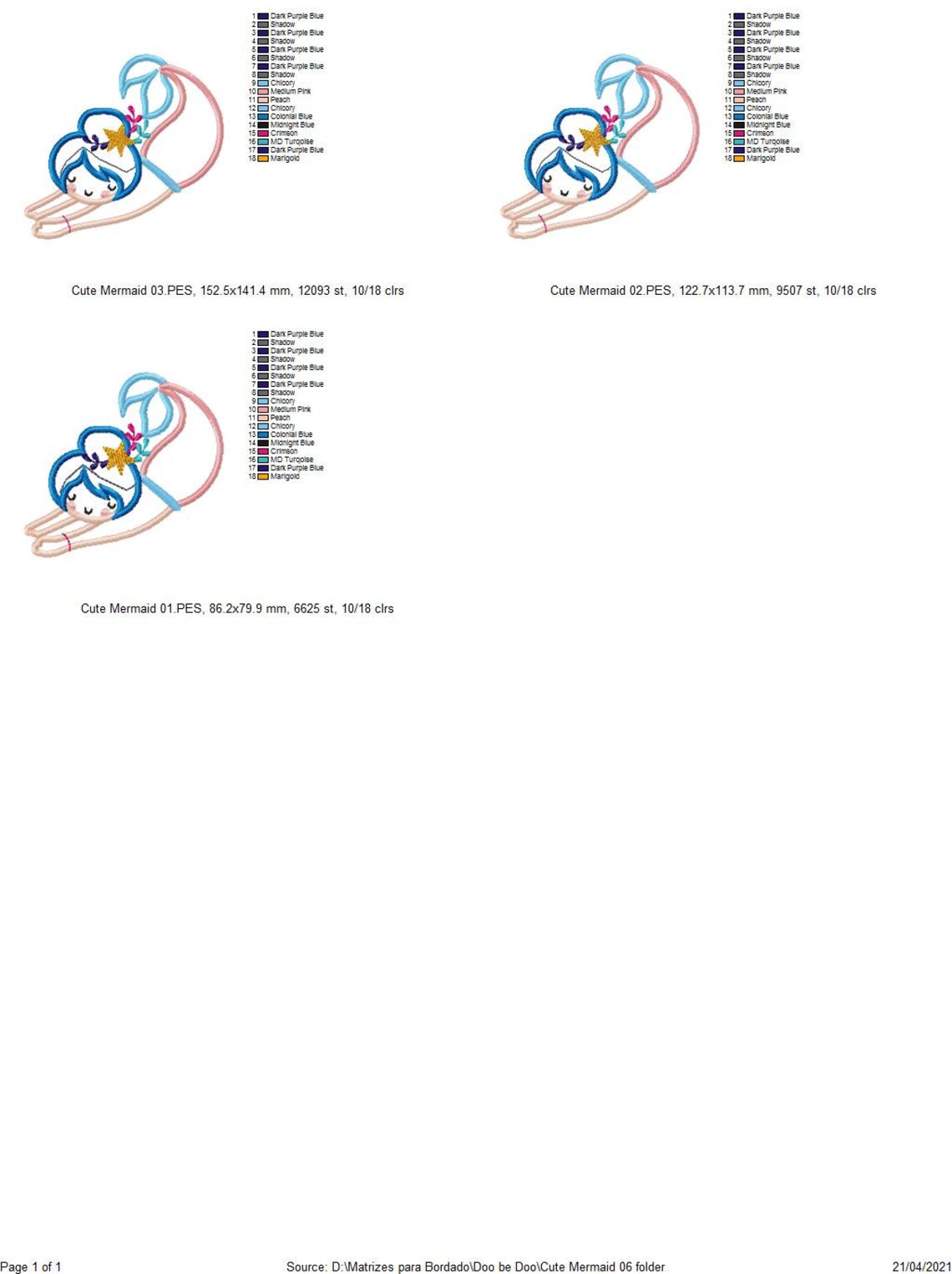 Swimming Mermaid Applique - Machine Embroidery Design, Embroidery ...