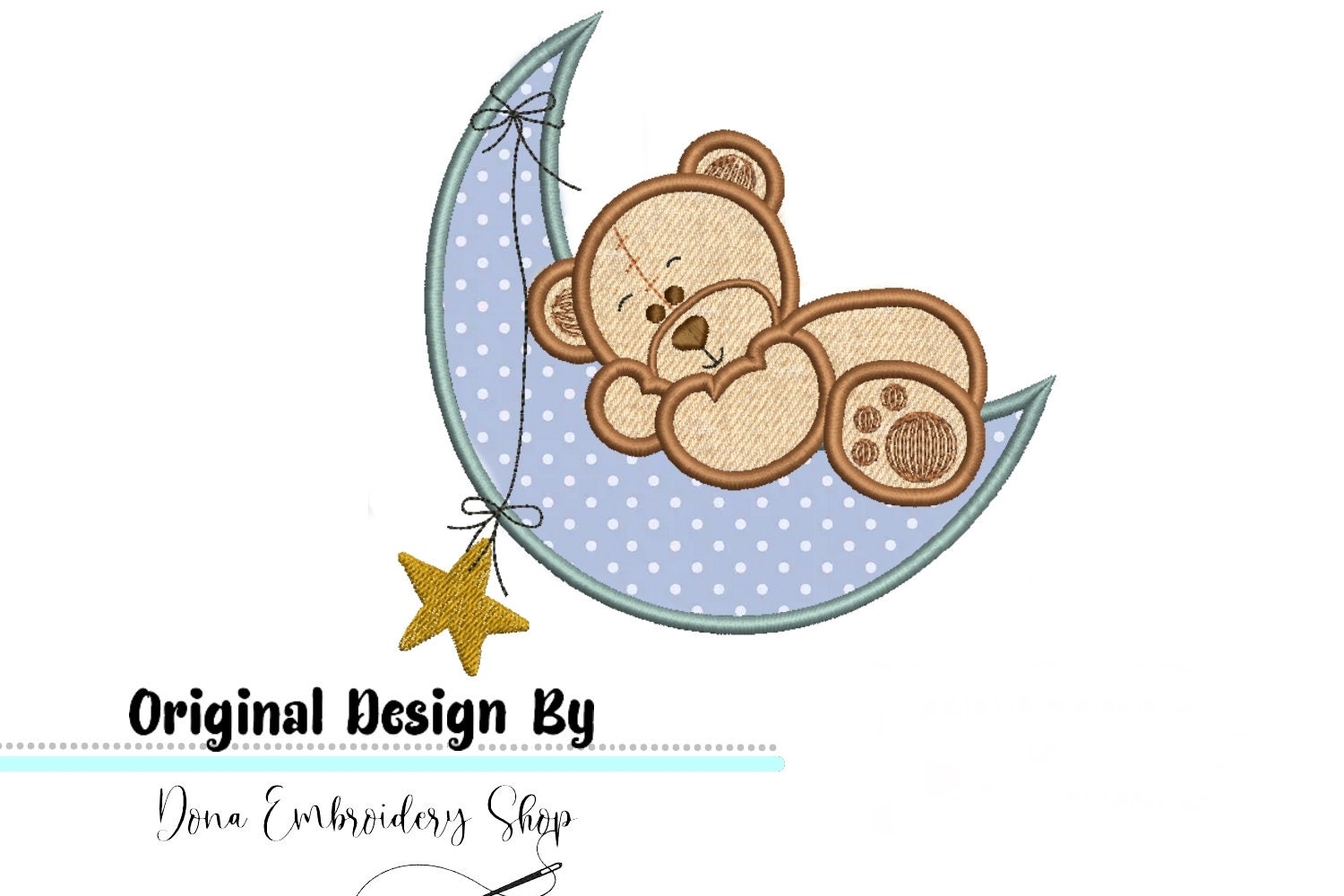 Moon Teddy Bear Applique - Machine Embroidery Design, Embroidery ...