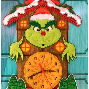 The Grinch Clock ITH Machine Embroidery Design, Embroidery Files ...
