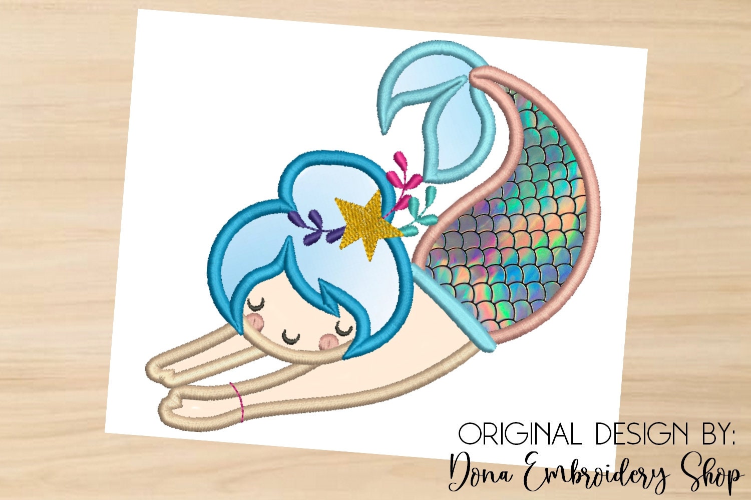 Swimming Mermaid Applique Machine Embroidery Design - Etsy